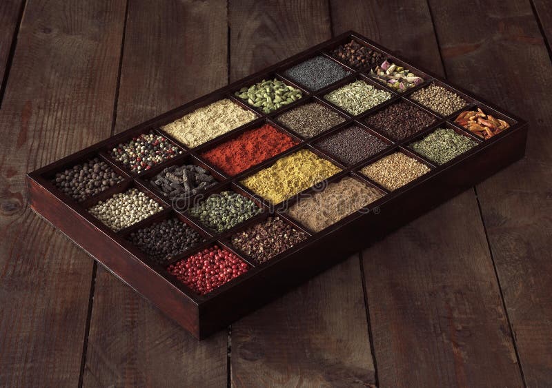 Spices Box stock photo. Image of ingredient, indoors - 196843734