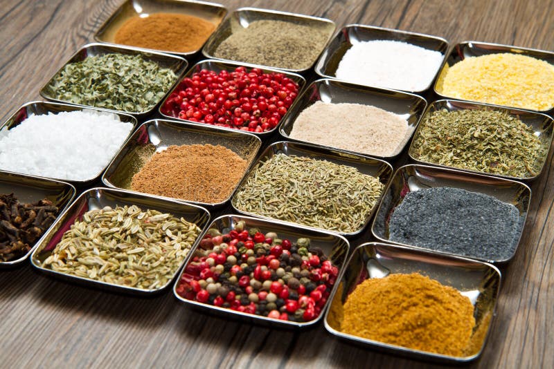 Spices in box stock photo. Image of brown, cloves, green - 35396750