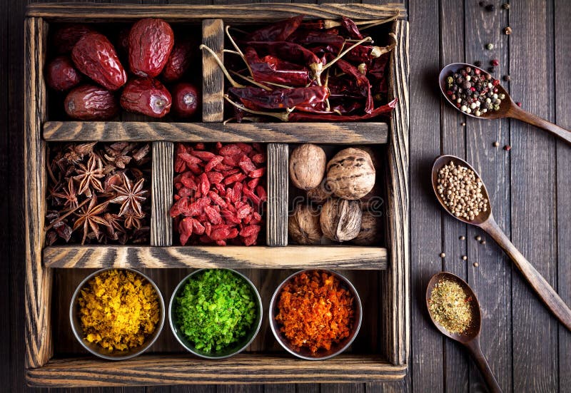 Spices in the box stock photo. Image of chinese, bazaar - 69148252