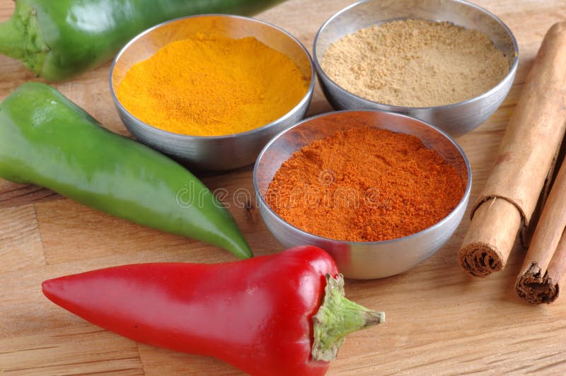 Spices and chillies. stock photo. Image of curry, sticks - 3161938