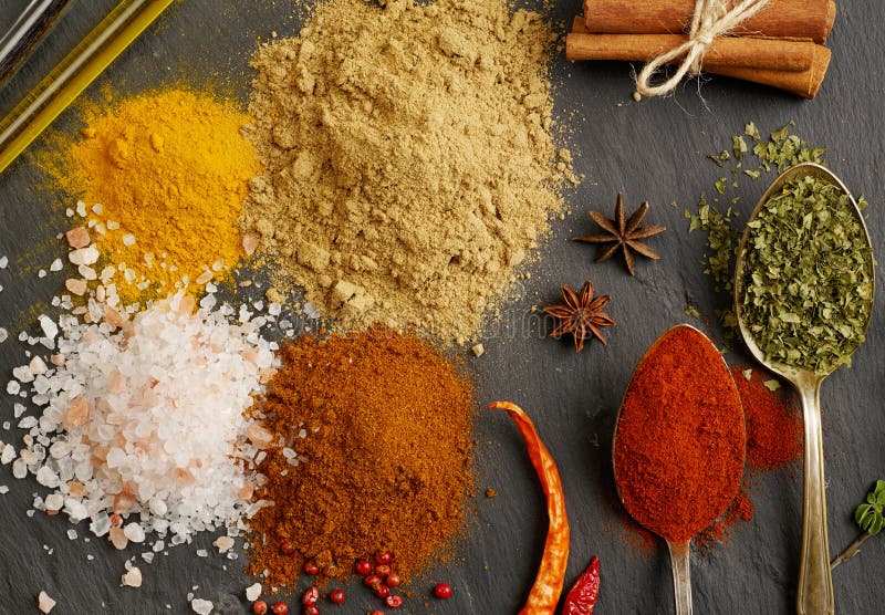 Spices close-up from above stock image. Image of seasoning - 136506787