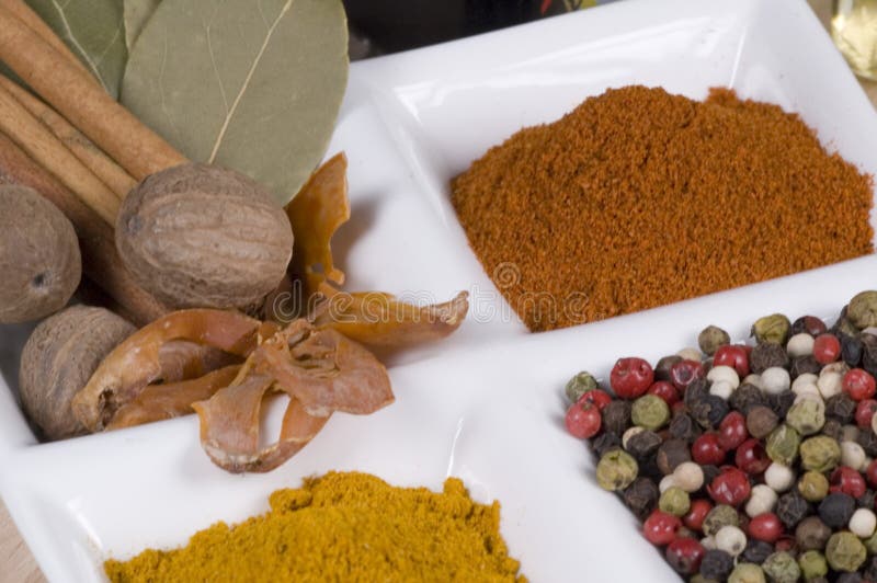 A Collection of Different Spices Used in the Indian Kitchen Stock Image ...