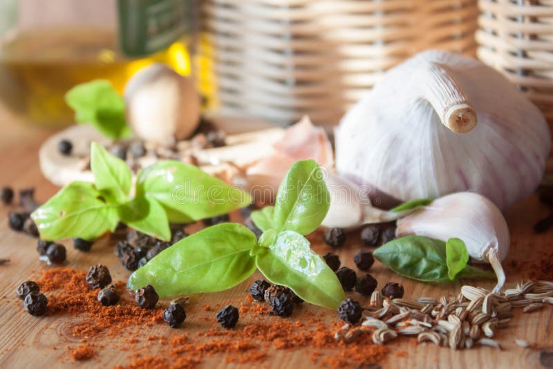 Fresh spices stock image. Image of leaf, food, basil - 35336215