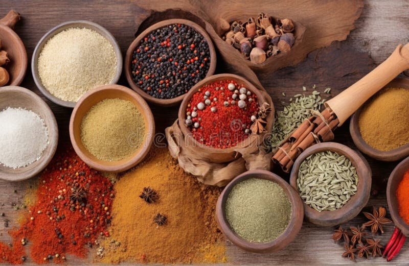 Spices for Cooking Spices for Cooking with Kitchen Accessories. Stock ...