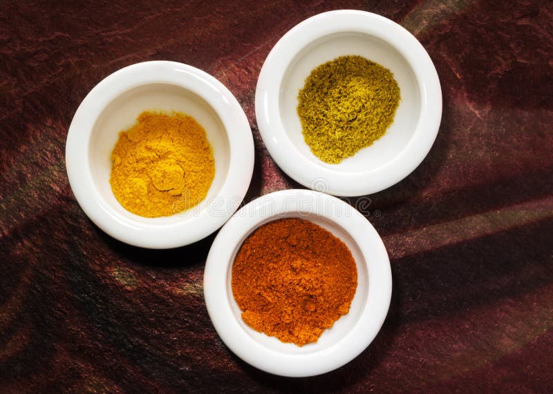 Spices on Dark Red Backdrop Stock Image - Image of kitchen, background ...