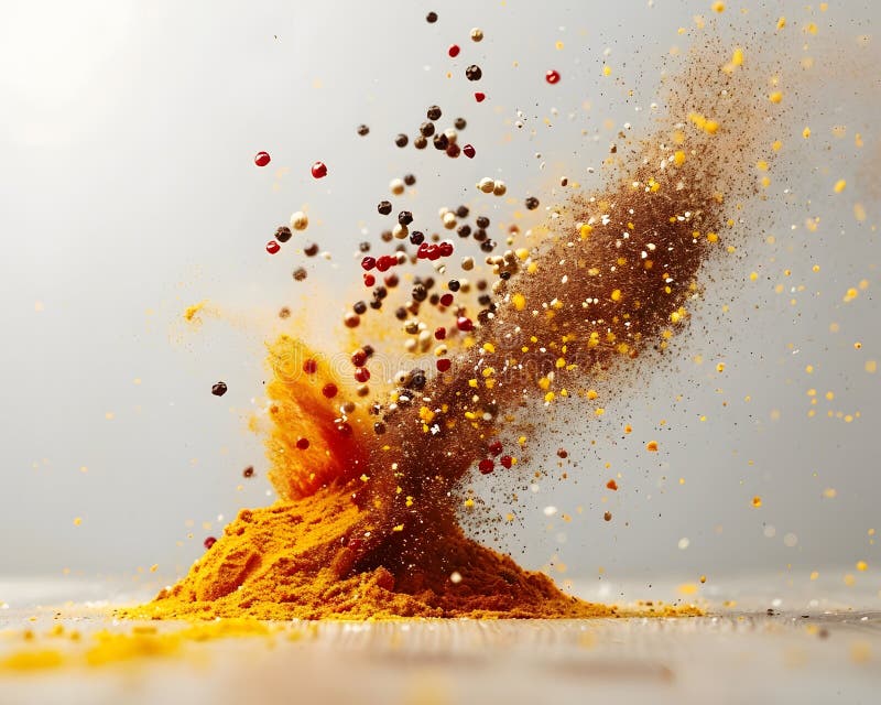 Spices Exploding in Captivating Midair Display of Vibrant Colors and ...