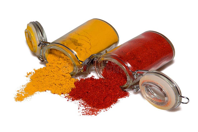 Spices in glass containers stock photo. Image of containers - 22975290