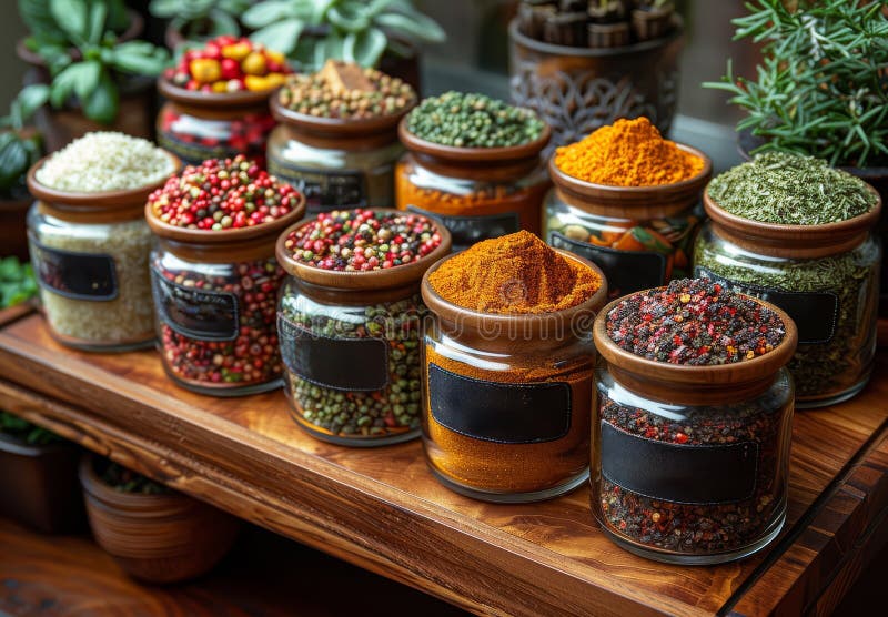 Spices and Herbs on the Counter in the Store Stock Image - Image of ...