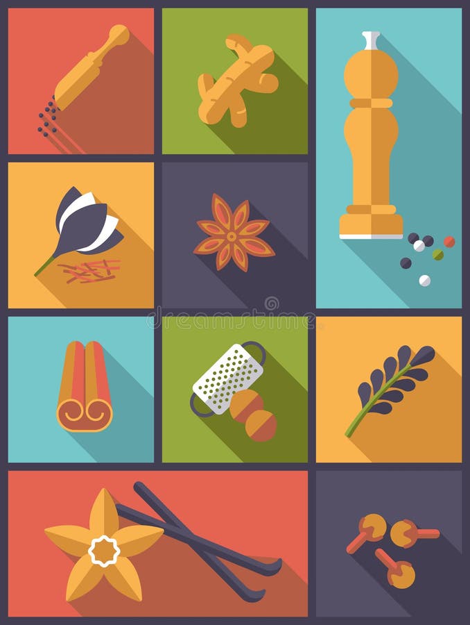 Spices Icons Vertical Vector Illustration Stock Vector - Illustration ...