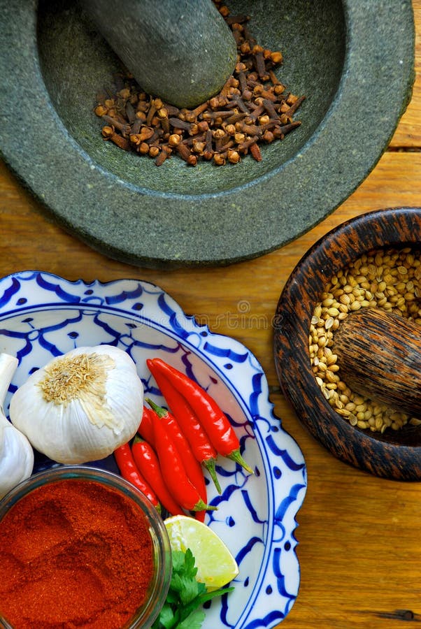 Spices and Ingredients stock image. Image of garlic, indian - 10729303