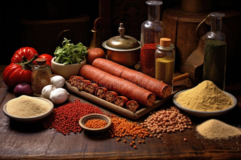 Spices and Ingredients Used in Sausage Making Stock Image - Image of ...