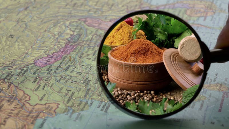 Spices on the Map of India. Homeland Spice on the World Map Stock ...