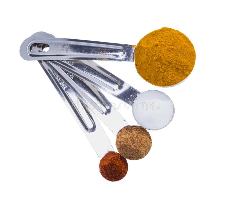 Spices in Measuring Spoons. Stock Photo - Image of measuring, joined ...