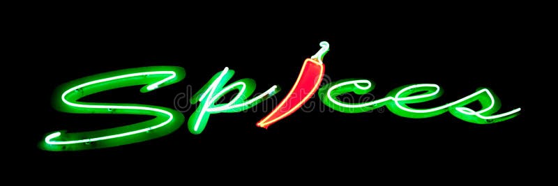 Spices - Neon light editorial photography. Image of green - 269569382