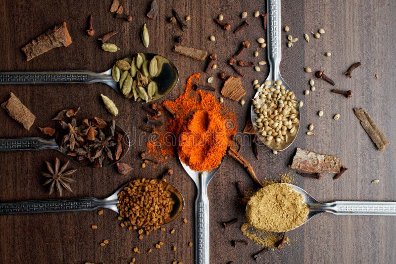 Spices stock photo. Image of good, plant, brown, textile - 177132898