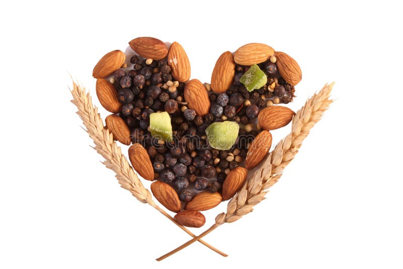 Spices and Nuts in Heart Shape Stock Photo - Image of anise, closeup ...