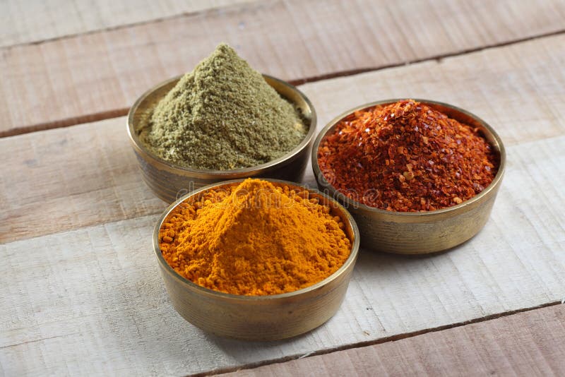 Spices Powder in Metal Bowl Stock Image - Image of spices, base: 57530863
