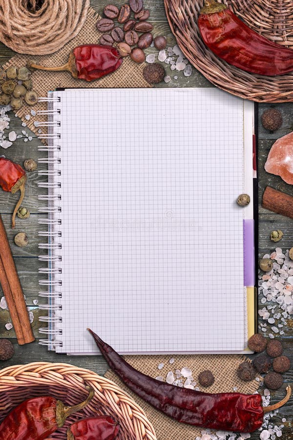 Spices and recipe book stock photo. Image of kitchen - 54346934