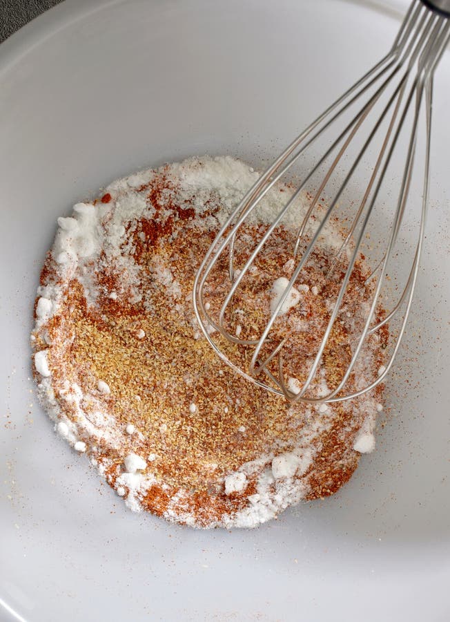 Spices with Salt and Baking Powder are Mixed in a White Bowl Stock ...