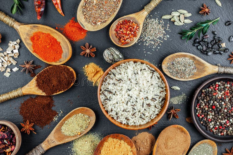 Spices and seasonings stock image. Image of cuisine - 139961525