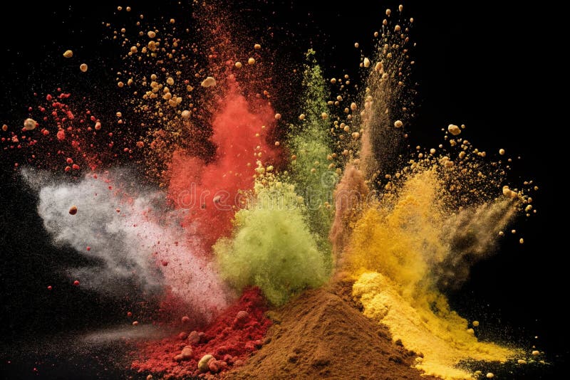 Spices and Seasonings Powder Splash, Explosion on Black - Generated by ...