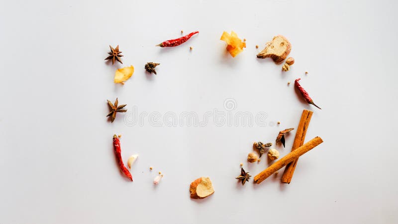 Spices Separately on White Background Stock Photo - Image of cooking ...