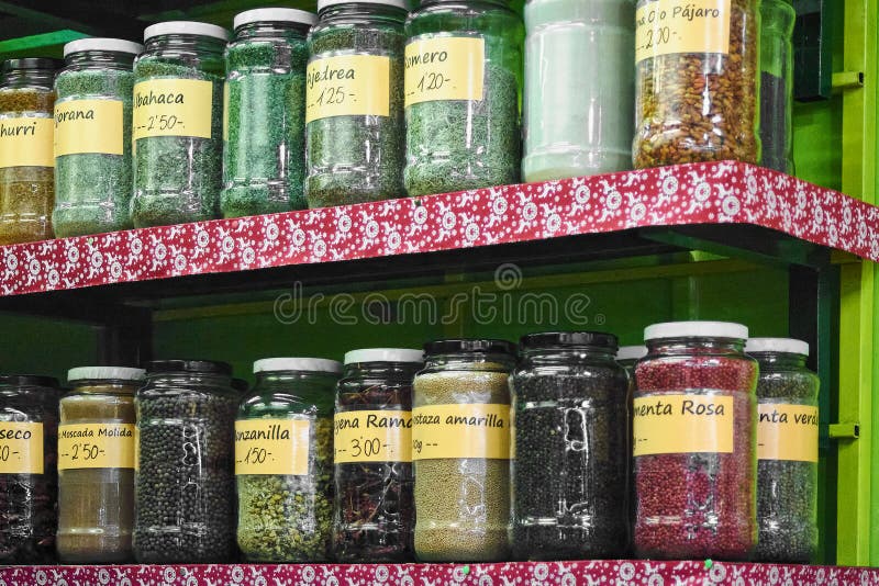 Spices on a Shelf in the Pantry with the Name that Identifies Them ...