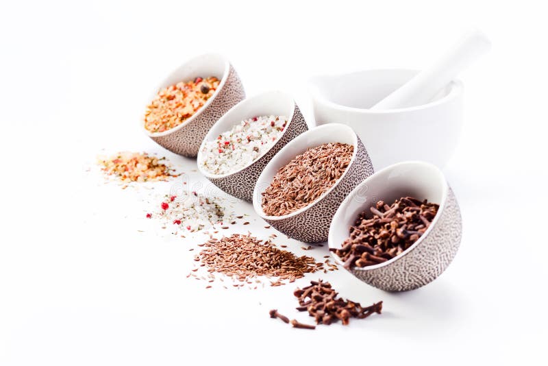 Spices in a Small Ceramic Cups Stock Photo - Image of spicy, kitchen ...
