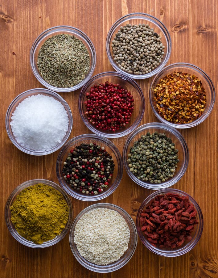 Spices in Small Glass Bowls Stock Image - Image of small, freshness ...