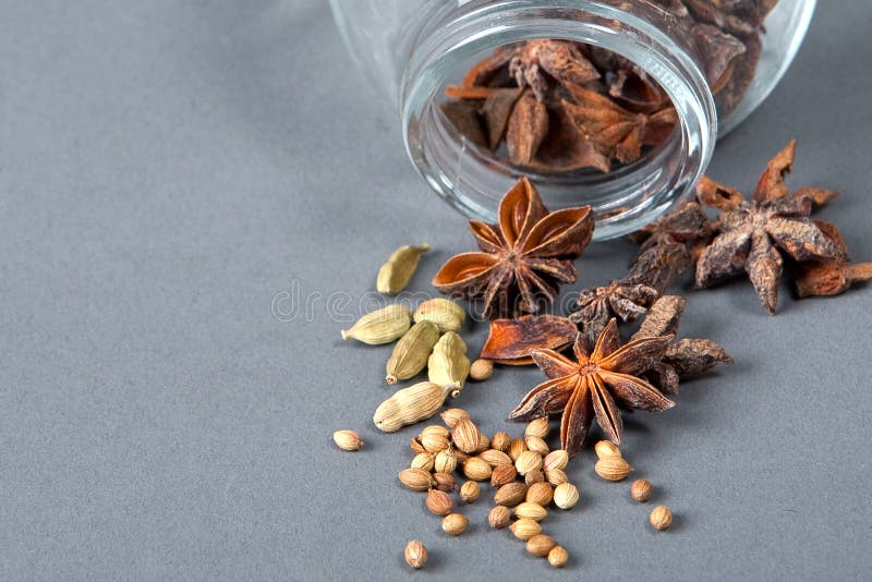 Spices, Star Anise, Cardamom and Coriander. Stock Photo - Image of ...