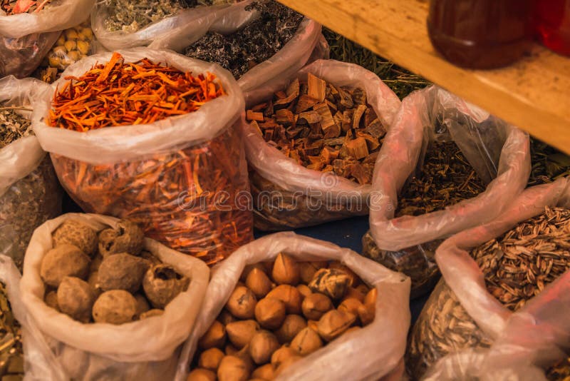 Spices in a Typical Mexican Market Called Tianguis, Put in Different ...