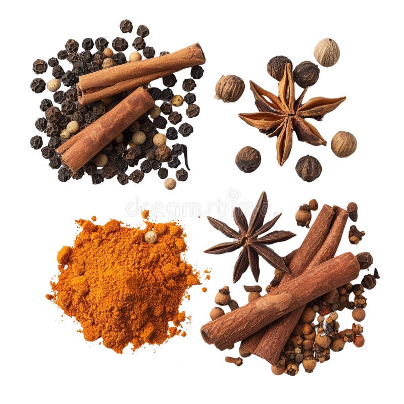 4 Spices on White Background Render Ultra Realistic, Generative AI ...