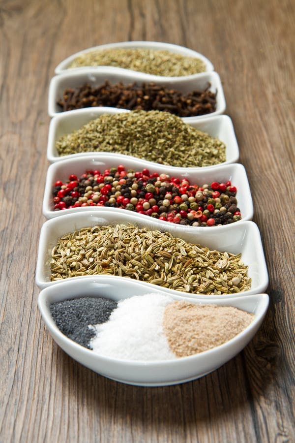 Spices in white box stock image. Image of cardamom, coriander - 32875635