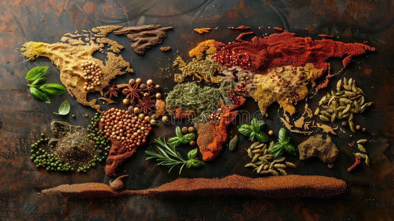 Spices of the World: a Culinary Map Stock Photo - Image of world ...