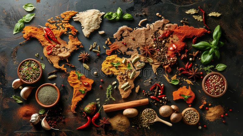 Spices of the World: a Culinary Map Stock Image - Image of culinary ...