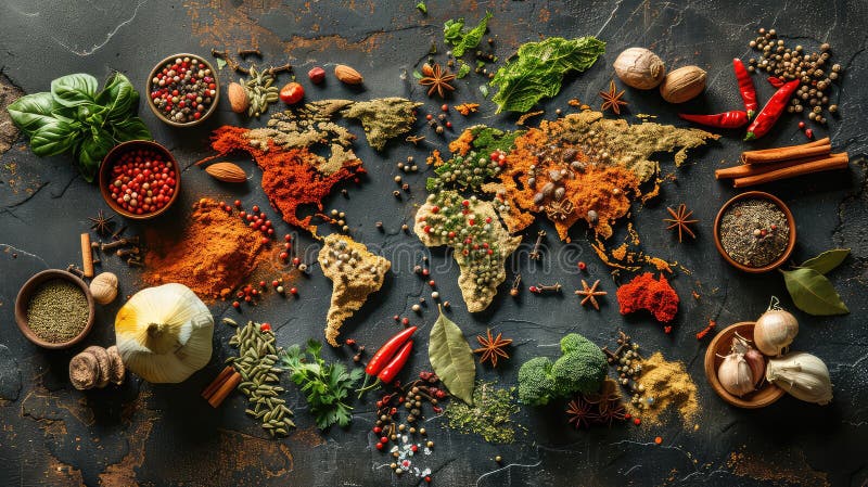 Spices of the World: a Culinary Map Stock Image - Image of cuisines ...