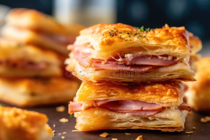 Spicy and Appetizing Puff Pastry Stuffed with Pieces of Ham and Cheese ...