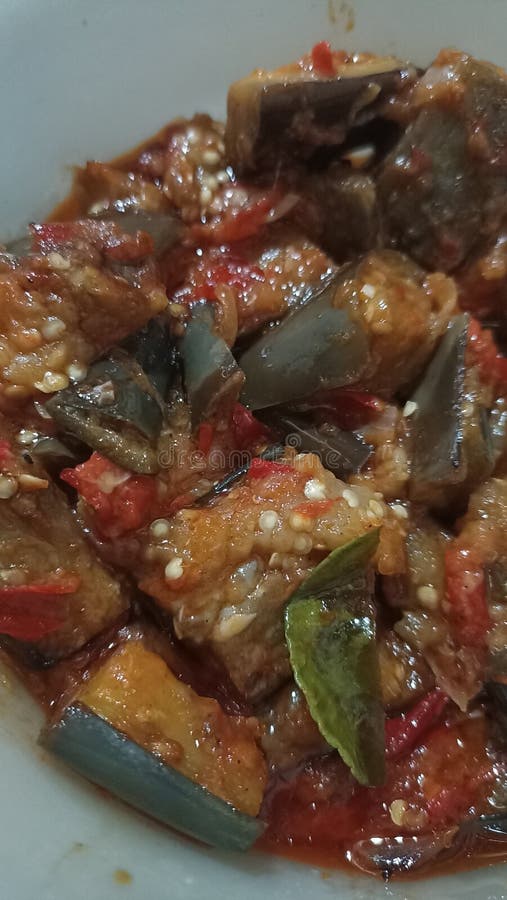 Spicy balado eggplant stock photo. Image of soup, plant - 262311654