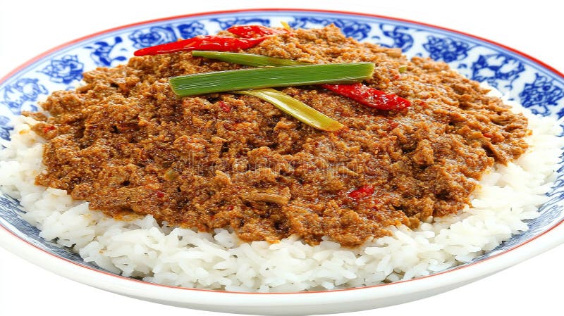 Spicy Beef Curry Rice Dish Studio Shot Stock Image - Image of tasty ...