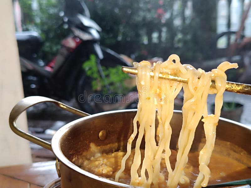 Spicy Boiled Noodles in the Raining Season Stock Photo - Image of ...