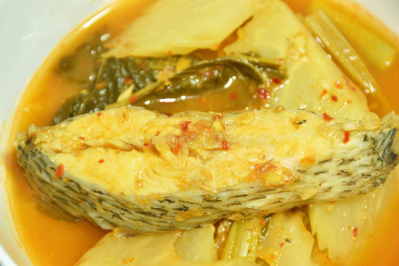 Spicy Boiled Snakehead Fish and Mixed Vegetable in Spicy Soup on Bowl ...