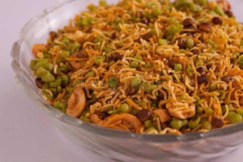 Spicy Bombay Mixture from India Stock Image - Image of chevdo, namkeen ...