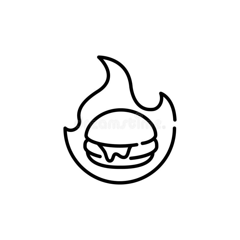 Spicy Burger Icon stock vector. Illustration of fire - 391932961