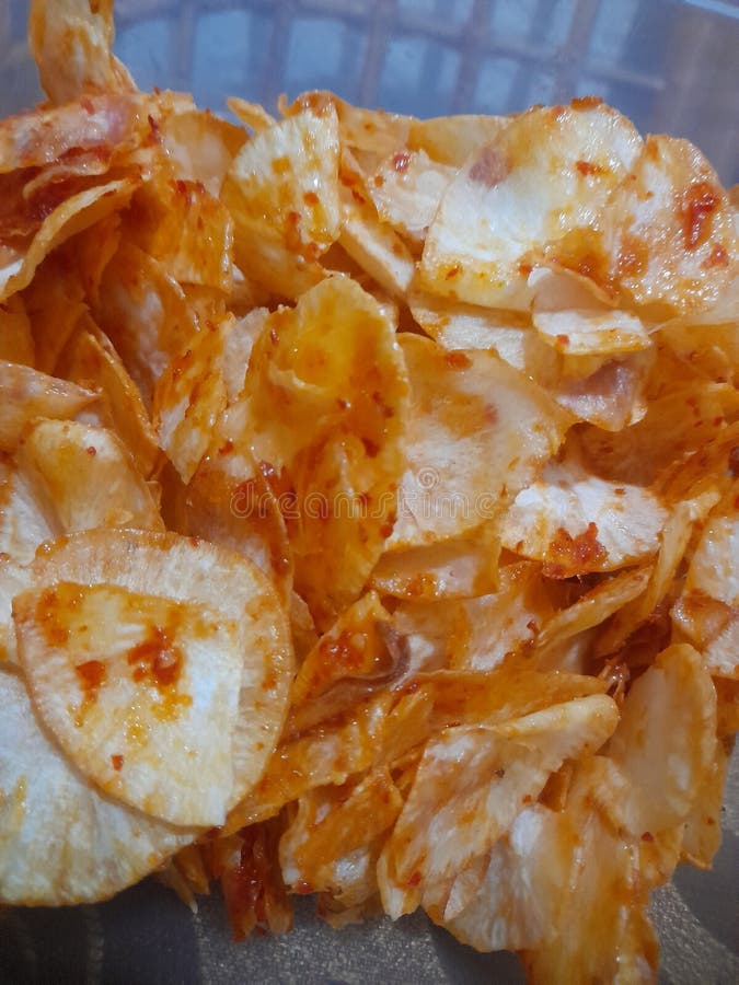 Spicy cassava chips stock photo. Image of tasty, spicy - 373416340