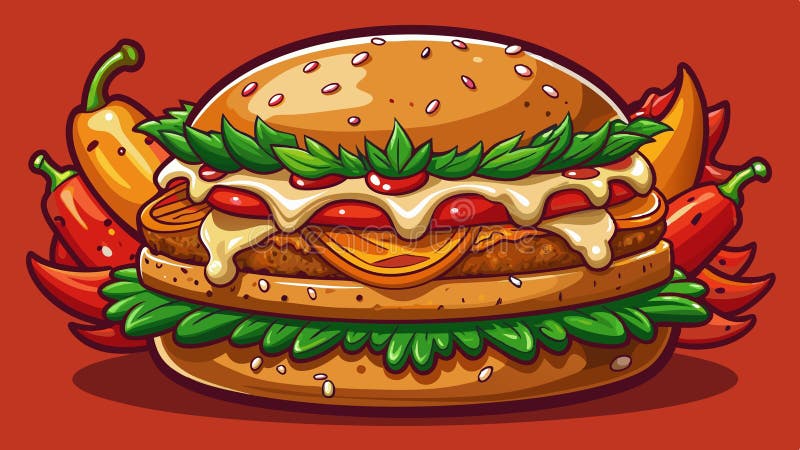 A Spicy Chicken Burger Adorned with Jalapenos and Smothered in Spicy ...