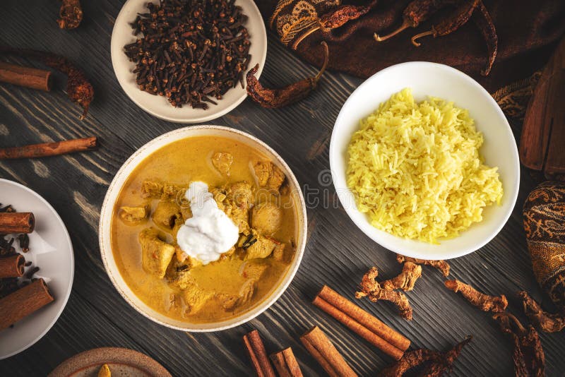 Spicy Chicken Cooked with Curry Sauce Stock Image - Image of national ...