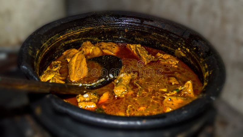 Spicy Chicken Curry in a Traditional Pot Stock Image - Image of indian ...