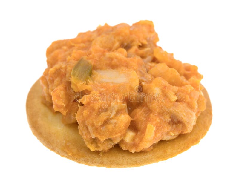 Spicy Chicken Salad on Butter Cracker Side View Stock Image - Image of ...