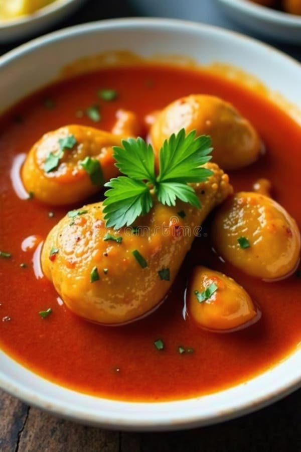 Spicy Chicken Stew with a Rich Broth and Garnish Rich Broth Spicy ...