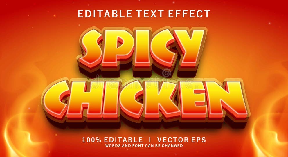 Spicy Chicken Vector Text Effect with Modern Style Design Stock Vector ...